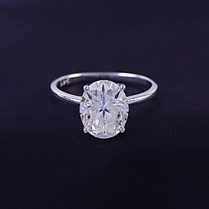 SAVEARTH DIAMONDS 2.75CT 925 Sterling Silver 14K White Gold Plated Engagement Rings 8X10MM Oval Cut Solitaire Lab Created Moissanite Wedding Promise Rings for Her Wedding Bands for Women-7.5