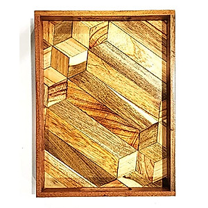 WOODECOR Geometric Decorative Tray Rectangular Shape wstr003