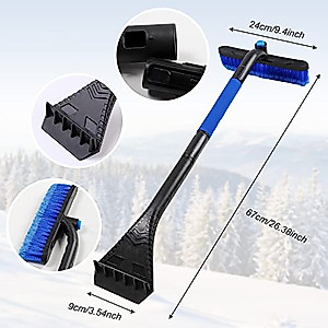 Rousytn 32" Extendable Ice Scraper Snow Brush, Snow Scraper Brush for Car Windshield, Detachable Snow Removal Tool with Foam Grip for Cars, Trucks, SUV