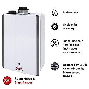 Rinnai RUCS65iN Tankless Hot Water Heater, 6.5 GPM, Natural Gas, Indoor Installation
