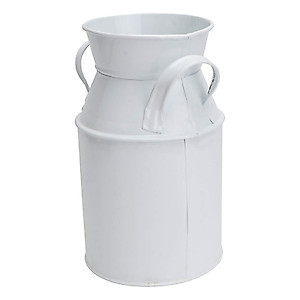 Happyyami Vintage Decor Milk Tin Can Flower Pot Vase White Rustic Metal Vase Vintage Dried Flower Bucket Metal Milk Can Vase Vintage Decoration for Yard Office Home Decor