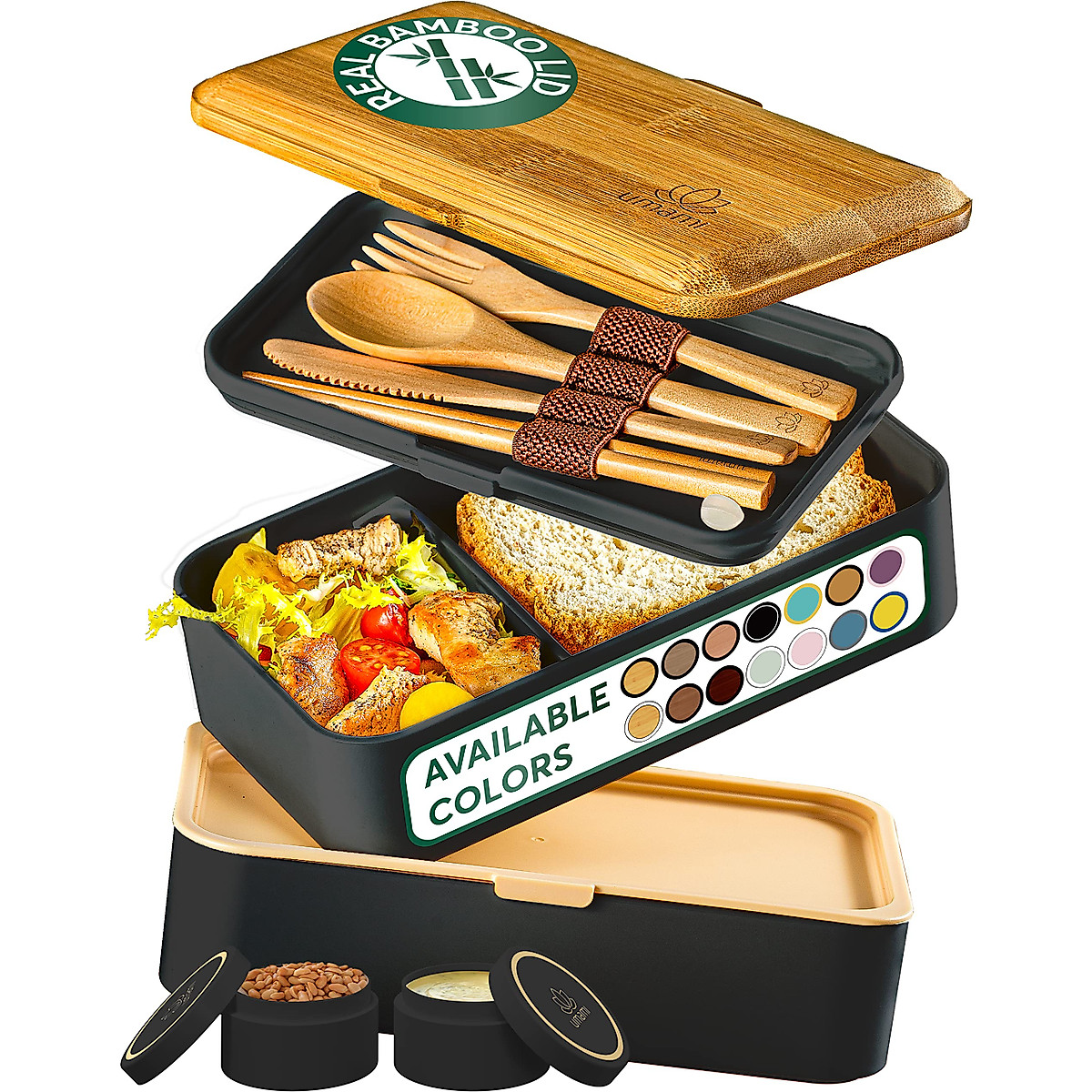 Umami Bento Lunch box Bundle, Bento Box for Adults w/Utensils, 40 oz & 32 oz, Cute Stainless Steel Lunch Container that is Microwave-Safe Great for Meal Prep