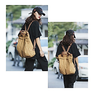 CBDAO Women's canvas handbag Men's and women's large capacity leisure backpack Men's and women's leisure backpack (Khaki,One Size)
