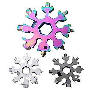US2YOU 18-in-1 Snowflake Multitool pack of 3, Stainless Steel Screwdriver Hand DIY Snowflake Multi tool, Portable Camping Accessories , Gadgets For Men and Christmas Gifts for Men, Women