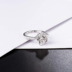 Rose flower urn ring for ashes 925 Sterling Silver Always with me Cremation finger Ring Jewelry for women (7)