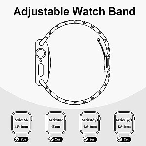 MERUYOO Gold Watch Bands Compatible with Apple Watch Band 38mm 40mm 41mm 42mm 44mm 45mm for Women, with TPU Case - Slim and Thin Stainless Steel Replacement Adjustable Wristband for iWatch Series.