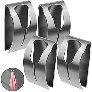 4 Pieces Self Adhesive Hand Towel Hook Holder Grabber Stainless Steel Kitchen Towel Hook Rack Wall Mount Non Drilling Required Towel Hangers Hand Towel Hook Tea Towel Holders for Bathroom Kitchen