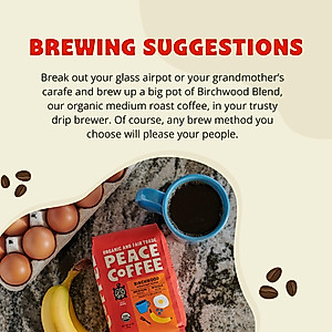 Peace Coffee Birchwood Breakfast Blend | 20 oz Ground Medium Roast | Organic Fair Trade | Smooth, Mild Flavor | Shade Grown, Fresh Roasted