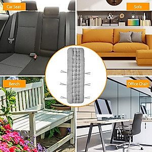 KOCASO 67x22in Chaise Lounger Cushion Bench Patio Recliner Rocking Chair Sofa Mat Deck Chair Cushion Indoor Outdoor Furniture Pat with 6 Ties & 1 Non-Slip Top Cover, Grey (Only A Cushion)