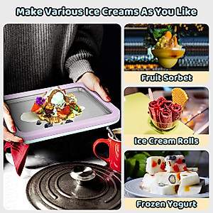JoyMech Ice Cream Roll Maker Rolled Ice Cream Machine, Sweet Spot Pan, Instant Cold Plate, Ideal for Making Rolled Ice Cream Soft Serve Slushies Frozen Yogurt Sorbet and Gelato (Lavender)