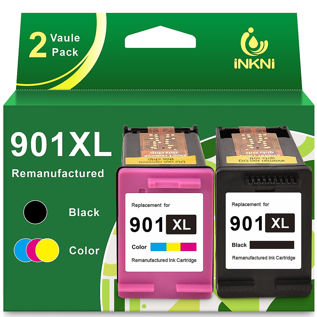 901XL Ink Cartridge Remanufactured Replacement for HP 901XL 901 XL for Officejet J4680 J4500 J4540 J4550 J4580 J4660 J4680C J4524 J4624 J 4640 ( Black, Tri-Color)