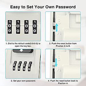 Key Lock Box for Outside - Lock Box for House Keys - Key Lockbox for Key Storage Outdoor, 4 Digit Combination Lock Box for Outside Realtors Garage Spare Keys