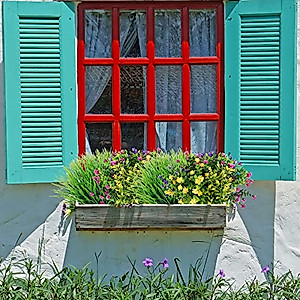 AGEOMET 6 Bundles Fake Plants Outdoor, Artificial Fake Grass Plants Flowers, UV Resistant Fake Bushes Plastic Artificial Greenery Shrubs, Faux Greenery for House Garden Patio Front Porch Indoor Decor