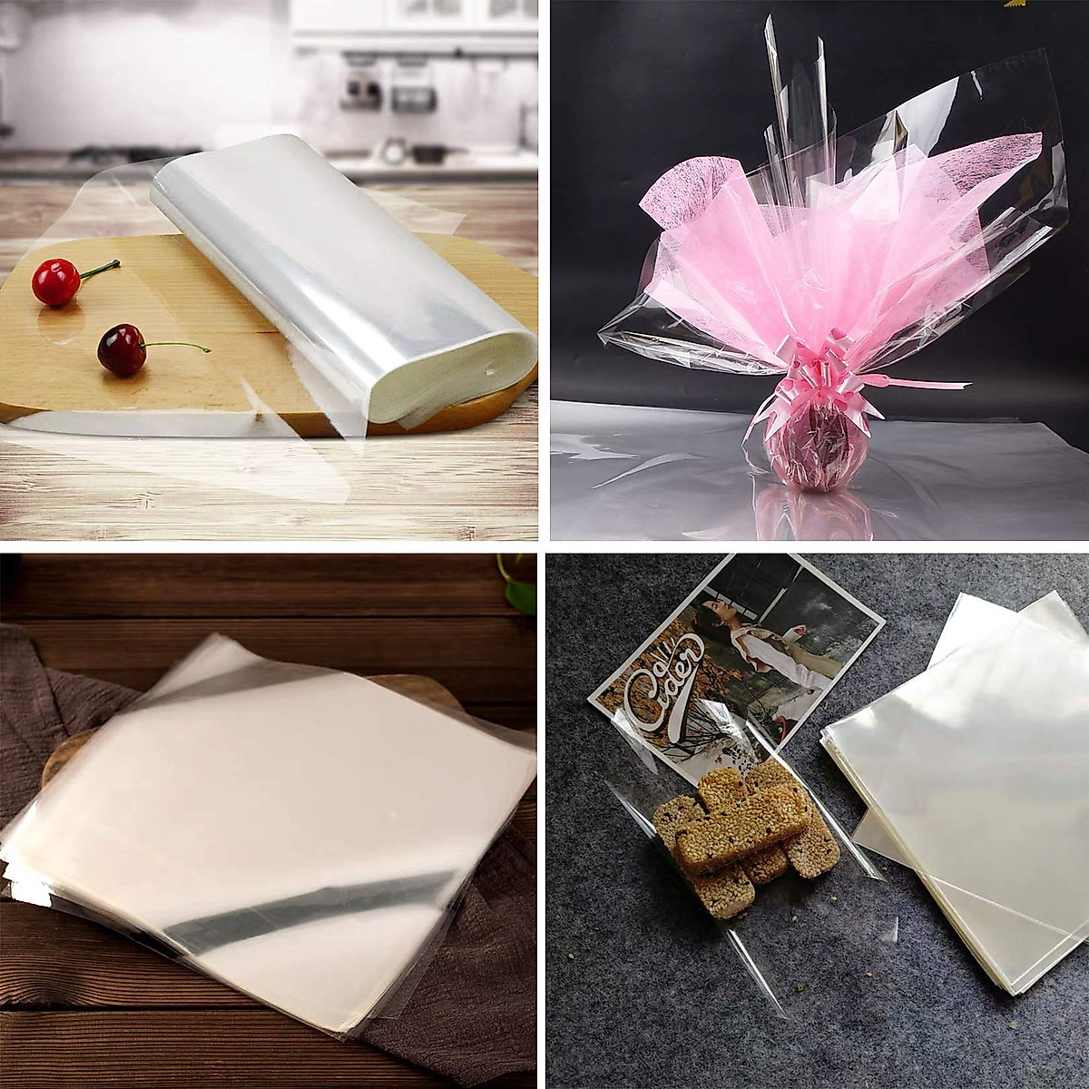 Clear Cellophane Sheets, 7.5x7.5 Inches Cello Sheets, Cellophane Wrap for Candy, DIY Arts Crafts Decoration and More