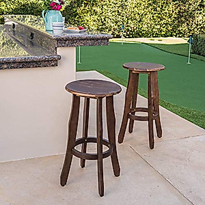 Christopher Knight Home Pike Outdoor Acacia Wood Barstools, 2-Pcs Set, Dark Brown Finish