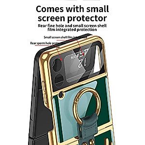 BAILI Samsung Z Flip4 Case with Ring and Retractable Elk Kickstand, Galaxy Z Flip 4 Cover Ultra-Slim PC Protective Cover Built-in Small Screen Shell Film for Samsung Galaxy Z Flip4-Black