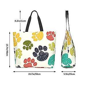Cute Colorful Dog Paw Printed Women'S Fashion Large Waterproof Tote Shoulder Bag For All Kinds Of Everyday Uses