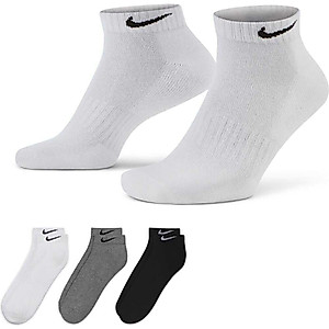 Nike Men's 3-pack Everyday Cushion Low-Cut Training Socks SX7670-964 White Gray Black (as1, numeric, numeric_12, numeric_15, regular, regular, Grey Multi)