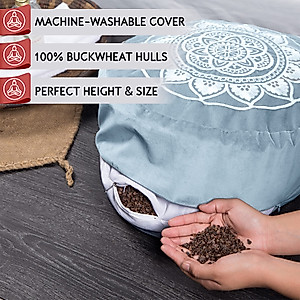 Florensi Yoga & Meditation Bundle | Pale Blue Meditation Cushion & Light Blue Yoga Bolster