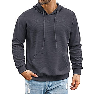 COOFANDY Mens Workout Sweatshirt Athletic Hoodies Lightweight Gym Pullover Tops Dark Grey