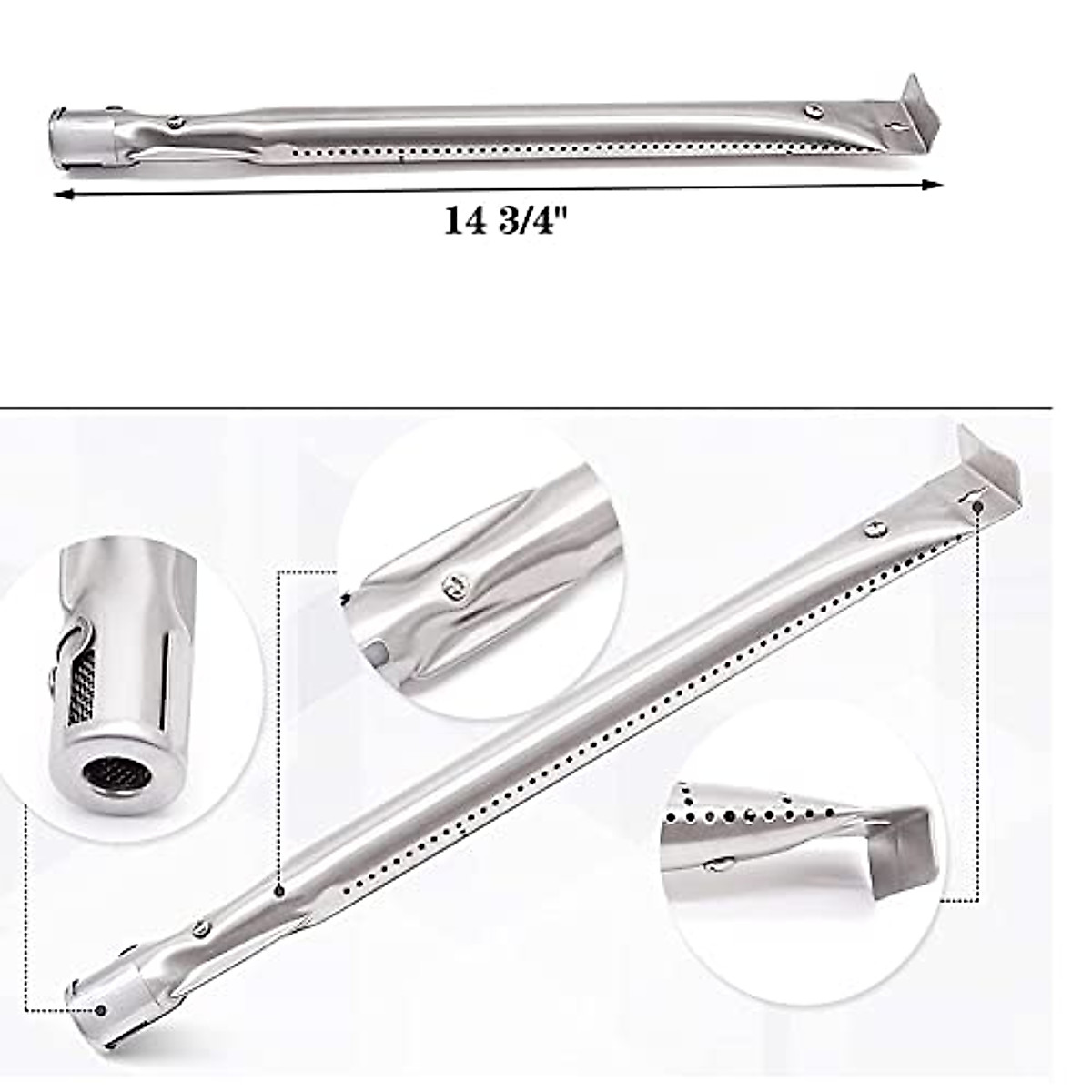 WALBZS Stainless Steel Grill Burner Tubes for BBQ Pro and Kenmore 146.16198210, 146.16198211, 146.23673310, 146.23676310 Gas Grills,14 3/4''Replacement Parts Set of 4