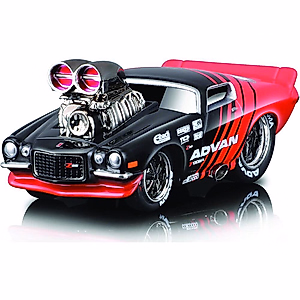 1971 Chevy Camaro Red and Black 1/64 Diecast Model Car by Muscle Machines 15554