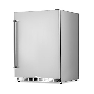 NewAir 24" Outdoor Beverage Refrigerator | 5.3 Cubic Feet Storage| Weatherproof Stainless Steel Fridge | Built-In or Freestanding Outdoor Patio Fridge For Beer, Wine, Food NCR053SS00