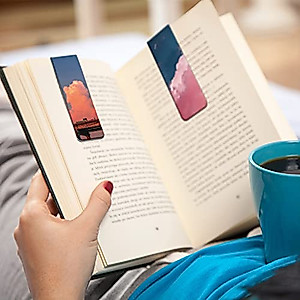 10 Pieces Magnetic Bookmarks Sunset Cloud Metal Magnet Page Markers Sky Aurora Assorted Book Markers Set Magnetic Page Clip for Women Girl School Office Reading