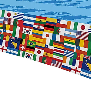 APOWBLS International World Flags Decorations Tablecloth - Disposable Olympic Party Decorations Supplies Table Cover, Travel Trip Around The World Globe Retirement Table Cloth - 3Pack (54in x 108in)