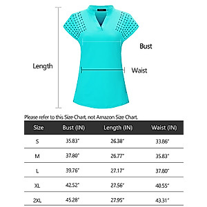 Felisou Women's V Neck Golf Polo Shirt Short Sleeve Sport Workout, Sky Blue, Medium