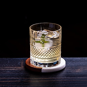 Crystal Whiskey Glasses - Set of 2 Reserve Glass Tumblers (10oz) for Whisky, Scotch & Bourbon - Rocks Glasses for Old Fashioned Cocktails & Drinks - Elegant Gold Foil Gift Box