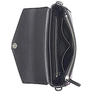 Calvin Klein Statement Series Lock Daytonna Leather Flap Convertible Shoulder Bag & Crossbody, Black Multi Print