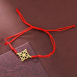 Dreamtimes Trendy Witch Knot Charm Bracelet Celtics Bracelet Geometric Women Female Stainless Steel Witchcraft Chain Bracelet Wiccan Jewelry for Women Vintage Om Yoga Bracelet (RED)