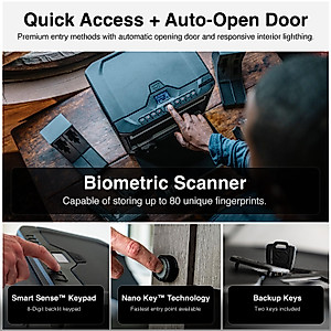 Vaultek MXi Wi-Fi and Biometric Safe High Capacity Handgun Safe Multiple Pistol Storage Smart Safe with Alerts to Smartphone Auto-Open Door and Rechargeable Battery (Biometric + WiFi)(Black)