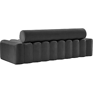 Meridian Furniture Melody Collection Velvet Upholstered Sofa with Deep Channel Tufting, Grey