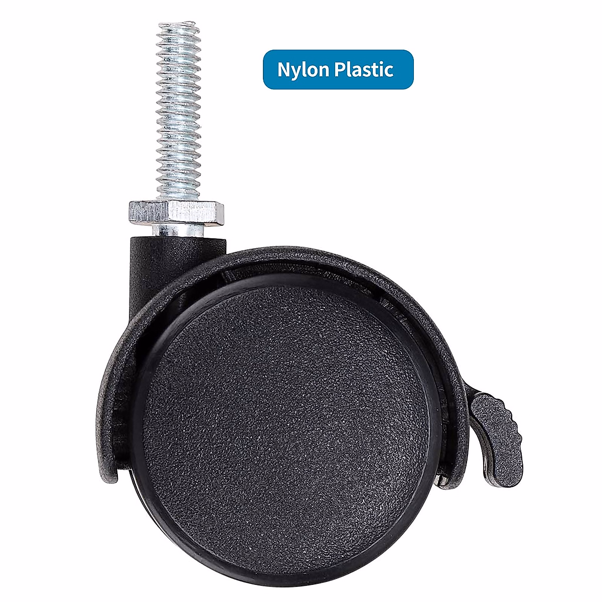 Skelang 4 Pcs 2" Nylon Plastic Swivel Stem Casters Wheel with Brakes, Thread Stem Diameter 5/16", Replacement for Cart, Table, Shelf Unit, Cabinet, Load Capacity 44 Lbs Per Wheel