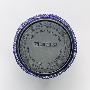 Cupcupmore 12 oz Bling Purple Rhinestone Stainless Steel Coffee Tumbler,Shiny Travel Insulated Coffee Mug with Lid, Reusable Spill Proof Coffee Cup,Portable Thermal Mug for Hot and Cold