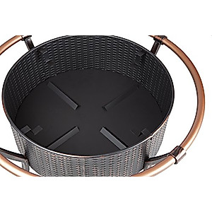 Fire Sense 60859 Fire Pit Copper Rail Steel Fire Bowl with Weave Pattern Wood Burning Lightweight Portable Outdoor Firepit Backyard Fireplace Included Screen Lift Tool - Antique Bronze - 27.5"