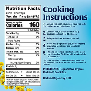 Lundberg Sushi Rice, Sticky White Japanese-Style Short Grains, Regenerative Organic Certified, 32 Oz