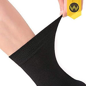 WANDER Men's Solid Dress Socks Cotton Black Men 8 Pairs Trouser Thin Classic Socks (Shoe Size:13-15, 8 Pairs Black)