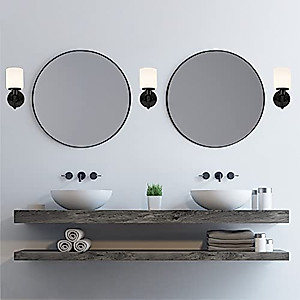 Design House 588210 Aubrey Transitional 1-Light Indoor Wall Light Dimmable Frosted Glass for Hallway Foyer Bathroom, Matte Black