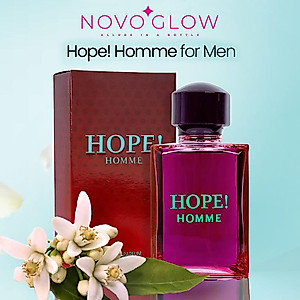 NovoGlow Hope Homme for Men - 100ml Eau De Parfum Spray for Men - Spicy Floral & Intense Fragrance Warm Scent Lasts All Day Long Includes Carrying Pouch Gift for Men for All Occasions