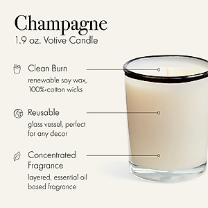 LAFCO New York Votive Candle, Champagne - 1.9 oz - 20-Hour Burn Time - Reusable Glass Vessel - Made in The USA