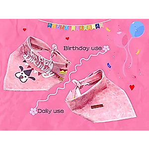 Elegant little tail Dog Bandanas - 1Pack Brithday Gift Washable Female Dog Scarf Square Dog Bib Kerchief Scarf Adjustable pet Bandana for Medium Large Girl Dogs