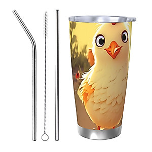 GDSHJKLW Chicken Chick Tumbler With Lid And Straw 20oz Stainless Steel Leakproof Travel Coffee Mug Double Wall Insulated Cup Gifts For Women Home Office