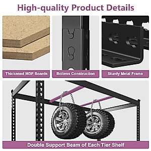 Prilinex Heavy Duty Storage Shelves 48" W x 24" D x 72" H - 5-Tier Adjustable Metal Garage Shelving Unit, Standing Utility Shelf Racks for Pantry Warehouse Kitchen, Black