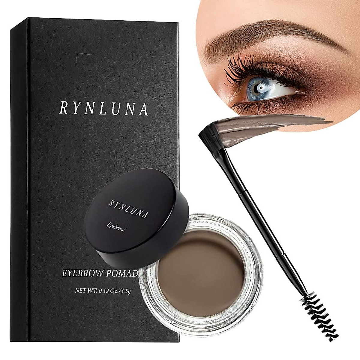 Rynluna Professional Brow Pomade, Eyebrow Color that Fills and Shapes Brows, Easy Breezy Brow Sculpt, Dark Brown, 0.12 Ounce