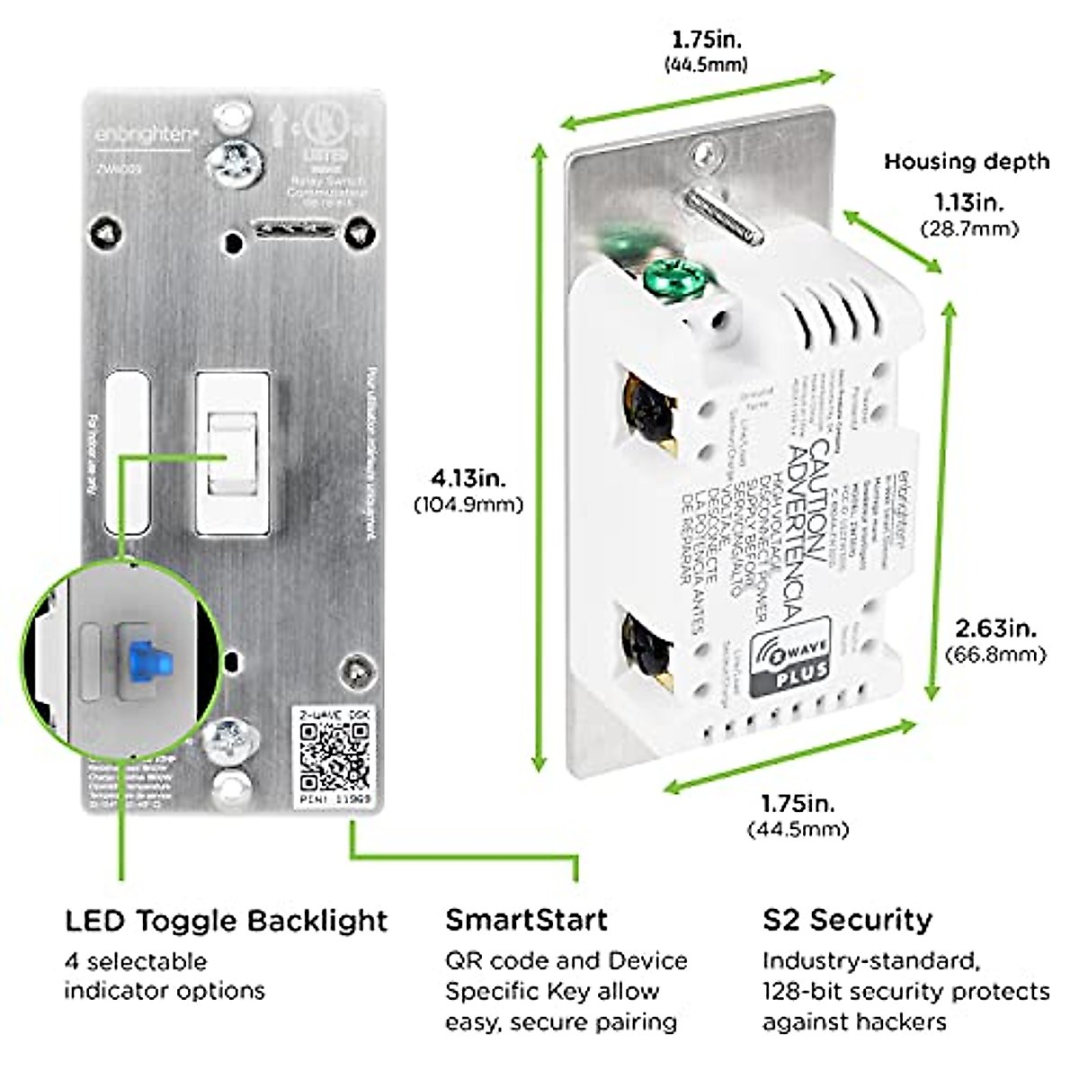 Enbrighten Z-Wave Smart Toggle Light Switch with QuickFit and SimpleWire, 3-Way Ready, Compatible with Google Assistant, ZWave Hub Required, Repeater/Range Extender, White, 46202