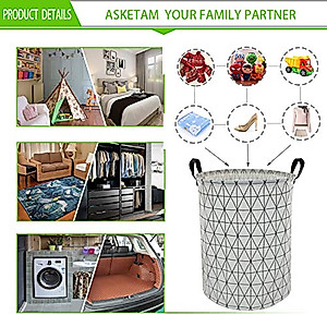 ASKETAM Fabric Laundry Basket Canvas Laundry Hamper for Dirty Clothes Toy Organizer Kid Nursery Room Decor Basket (Geometric rhombus)