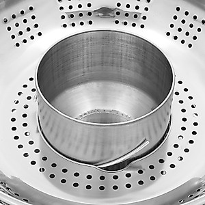 Leblett Stainless Steel Shabu Shabu Hot Pot And Filter Grid Combo,14“ Inner Dia Large Lifting Hot Pot W/Lifting Strainer,Fit Induction Cooktop Gas Stove Ceramic Stove,for 8-12 Persons(w/Small Pot,A)